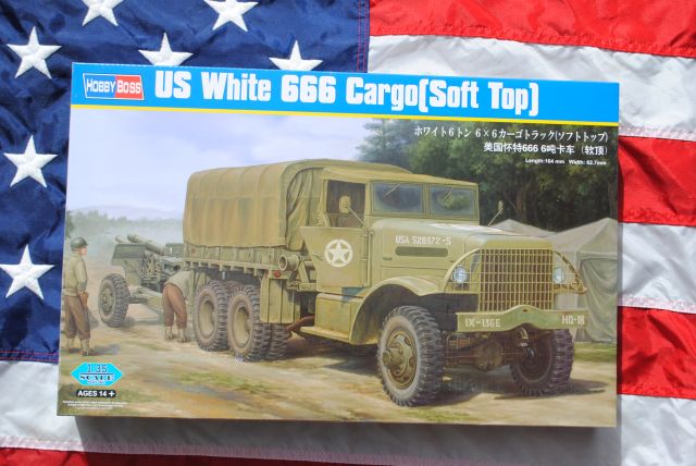 Hobby Boss US White 666 Cargo Truck "Soft Top" Model Army Vehicle